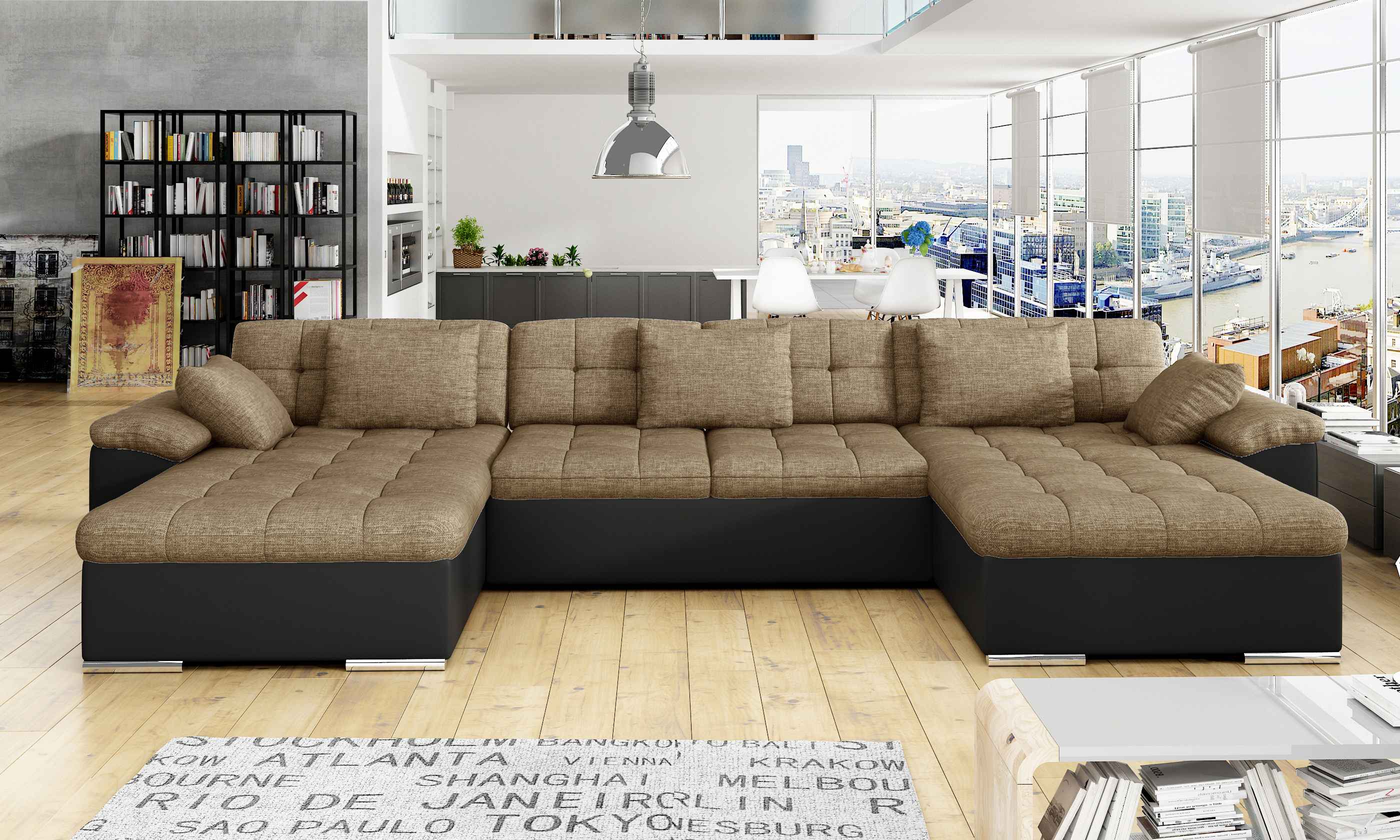 Rozkládací rohová sedačka MIA U zelená / černá | eu-nabytek.cz