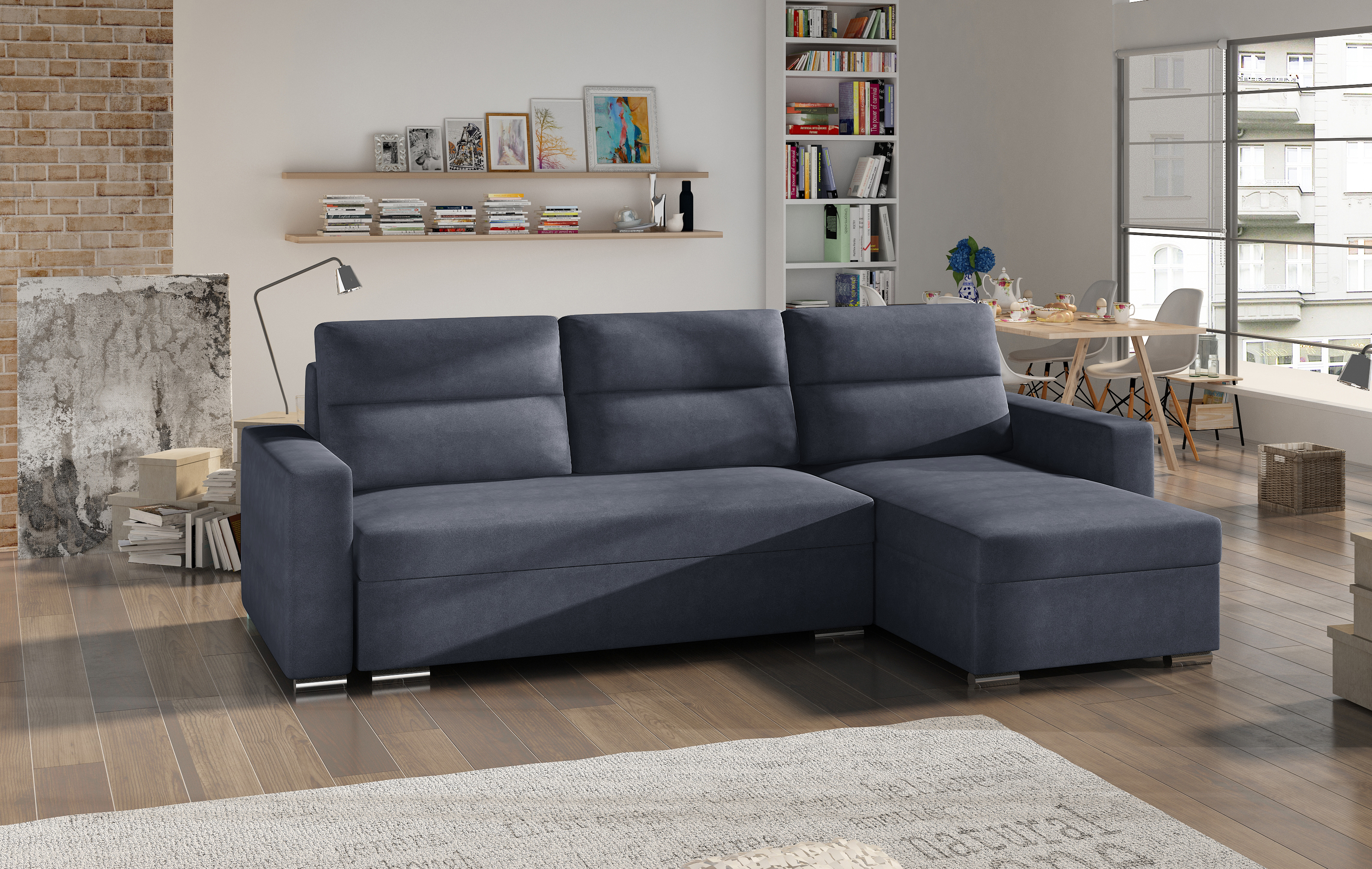 Rozkládací rohová sedačka SABINA tmavě šedá | eu-nabytek.cz