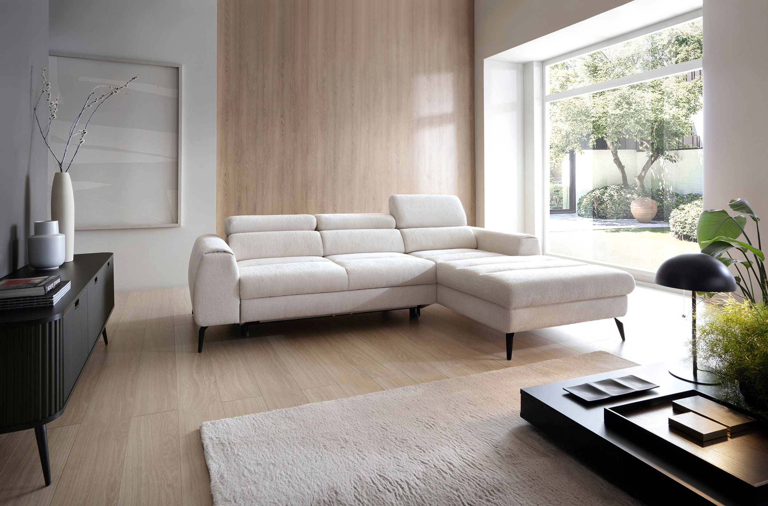 Rozkládací rohová sedačka JAZIMA mini krémová | eu-nabytek.cz